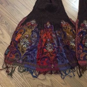 Vintage | Accessories | Vintage Hippie Bohemian Embroidered Scarf ...